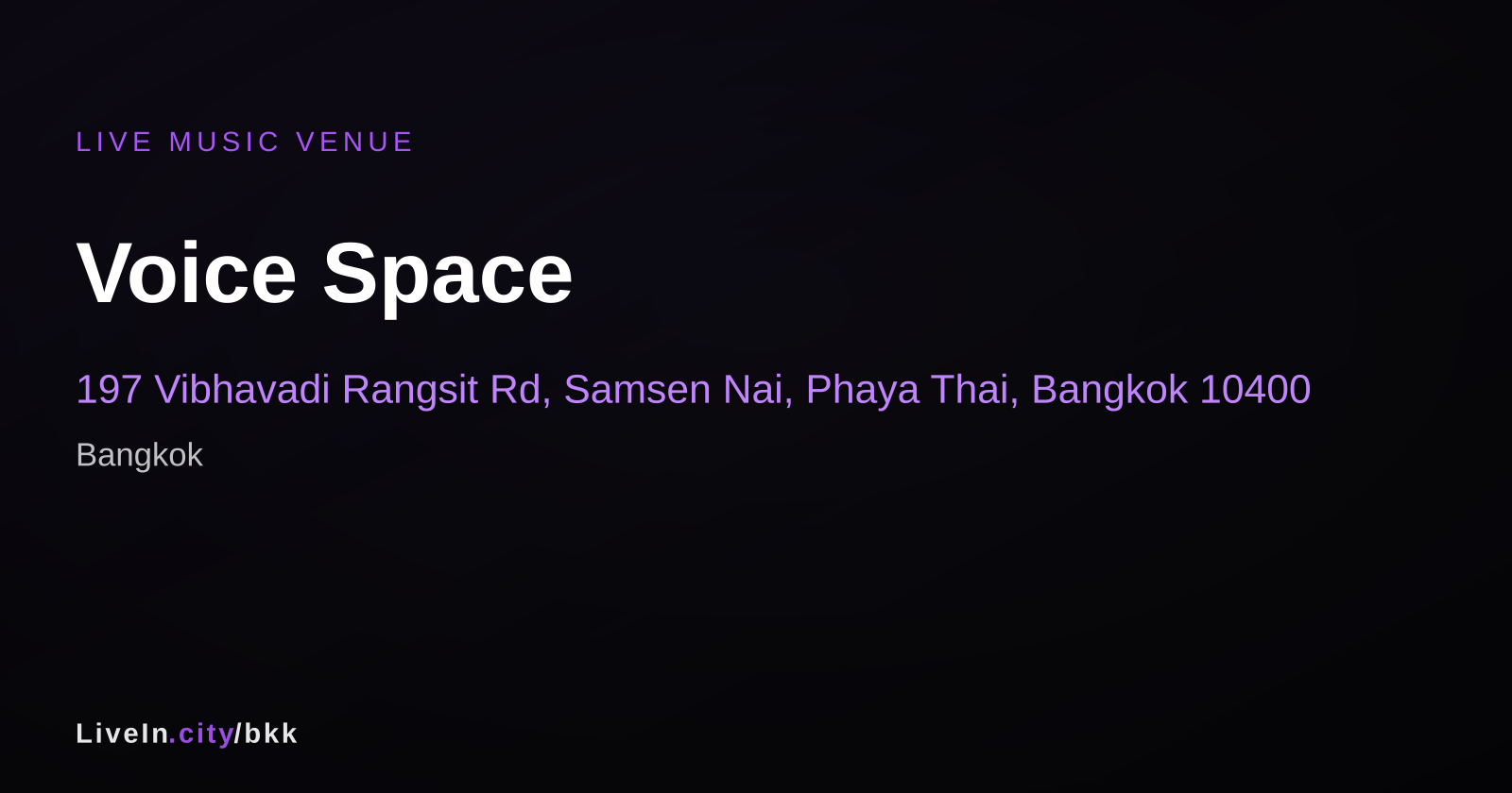 Voice Space - Music Venue in Bangkok · LiveIn Bangkok